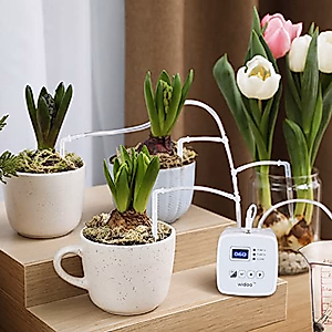 Automatic Watering System 15 Potted Plants, Dual-Pump Irrigation Kit, 49ft Tube Plant Self Watering System with LCD Screen & 5V USB Power Operation for Indoor Potted Plants, Vacation Plant Watering