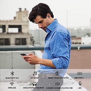 BOYA Wireless Bluetooth Earbuds Touch Control in-Ear Headphones IP44 Sweatproof Hi-Fi Stereo Earphones Dual Connect Headsets with Charging Case & Duration Playtime Built-in Mic for Phone Calls Music