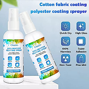 Sublimation Coating Spray for Cotton Shirts, 2 x 100 ML Sublimation Spray Glue for Fabric Polyester Carton Blanks Tote Bag, Super Print Adhesion & Quick Dry Waterproof High Gloss Finish