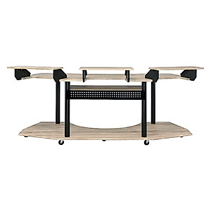 Acme Eleazar Wooden 4-Shelf Music Recording Studio Desk in Natural Oak