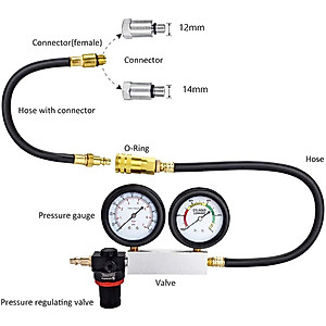 Cylinder Leak Down Tester,Compression Test kit - Engine Cylinder Dual Gauge Leakdown Tester kit Diagnostics Tool.