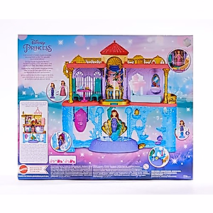 Mattel Disney Princess The Little Mermaid Toys, Ariel Doll House Stackable Castle with Land & Sea Levels, Small Doll, 1 Friend, 12 Pieces, Pool