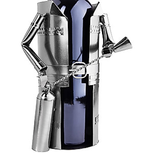 BRUBAKER Wine Bottle Holder Firefighter - Metal Sculpture - Wine Rack Decor - Tabletop - with Greeting Card