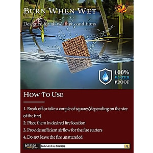 Nvkrvks Fire Starter, Easy-Burning Fire Starter Squares for Wood Stoves, Campfires, Grill Pit and Fireplace, Natural & Waterproof BBQ Fire Starters, 64 Mini Square