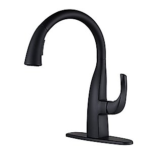 WOWOW Black Kitchen Faucet, Pull Down Kitchen Faucet Stainless Steel Gooseneck Kitchen Sink Faucet Single Handle Water Faucet, Utility Sink Faucet for Laundry RV (Patent Product)
