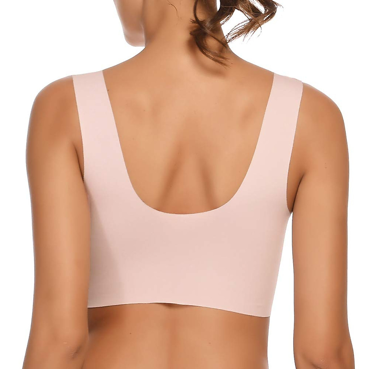 Seamless Mesh Lace Bras for Women Wirefree Comfortable Padded Lift Push Up Thin Soft Back Smoothing Sleep Leisure Pullover Bralettes Plus Size for Large Breasts (169 Sleep Pink, S, s)