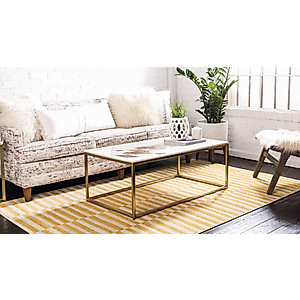 Unique Loom Williamsburg Collection Casual Transitional Thick Alternating Stripes Area Rug, 4 x 6 ft, Yellow/Beige