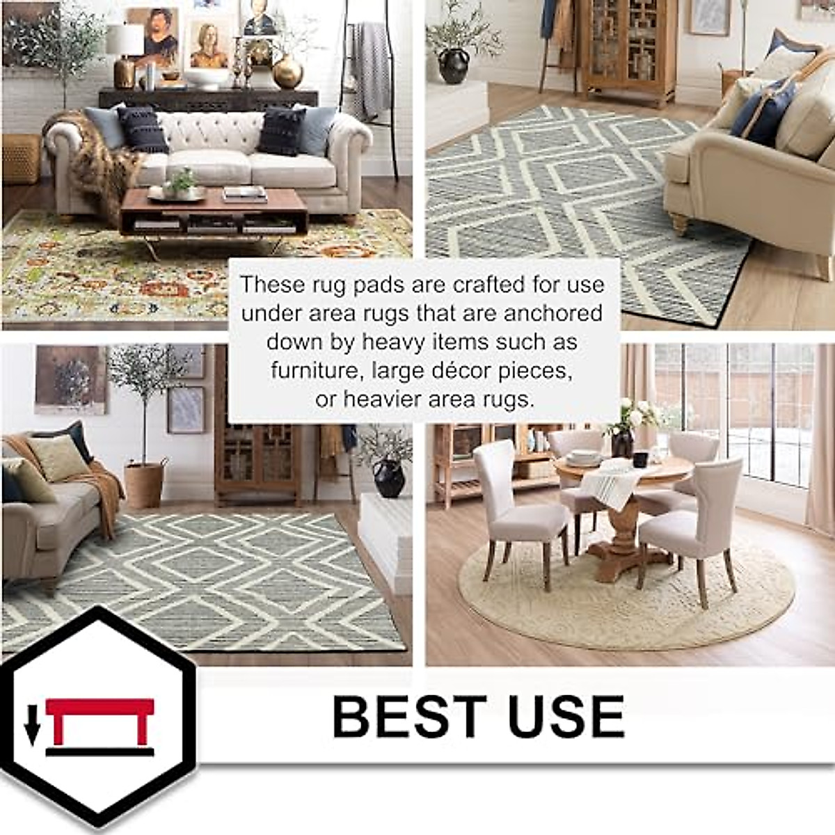 Mohawk Home 5' x 7' 1/2 Rug Pad 100% Felt Protective Cushion, Premium Comfort Underfoot – Safe for All Floors