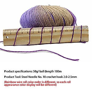 Wool Yarn for Knitting & Crocheting 2 Skeins Gradient Rainbow Color Wool Yarn Soft Lightweight Crochet Yarn for Crocheting Projects Handcrafts - 50g/Ball