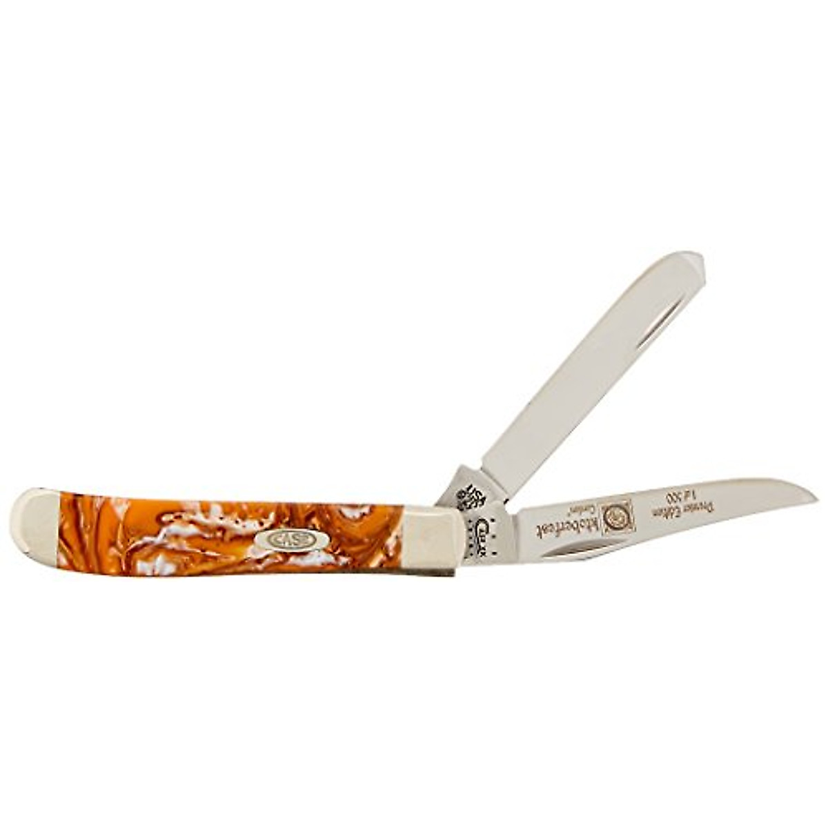 Case Cutlery 9207OF Case Oktoberfest Corelon Mini Trapper Pocket Knife with Stainless Steel Blades, Orange, Black and White mixed Corelon
