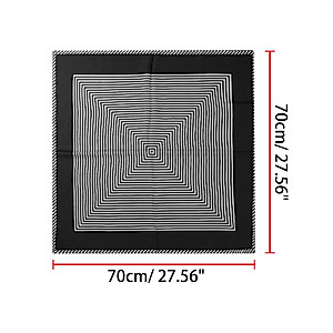 Allegra K 70cm Women Stripe Print Square Scarves Kerchief Neck Scarf Neckerchief Headband Black White