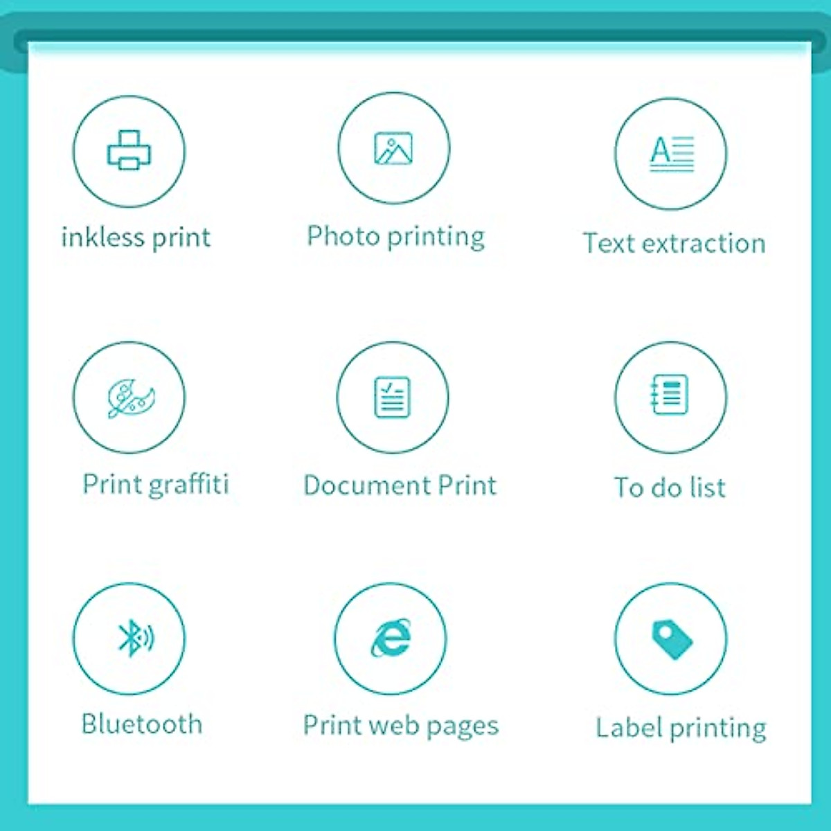 Mini Printe-R,Wireless Bluetooth Pocket Thermal Printe-R,Sticker Printe-R,Portable Notes Picture Printe-R Receipt Paper Print