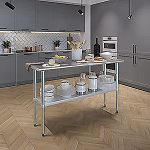 18" X 60" Stainless Steel Work Table with Under-Shelf | NSF Kitchen Island Food Prep | Laundry Garage Utility Bench