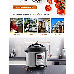 Commercial Chef Electric Pressure Cooker 6.3 Quarts, 24-Hour Preset Timer, Stainless Steel Interior with Safety Features