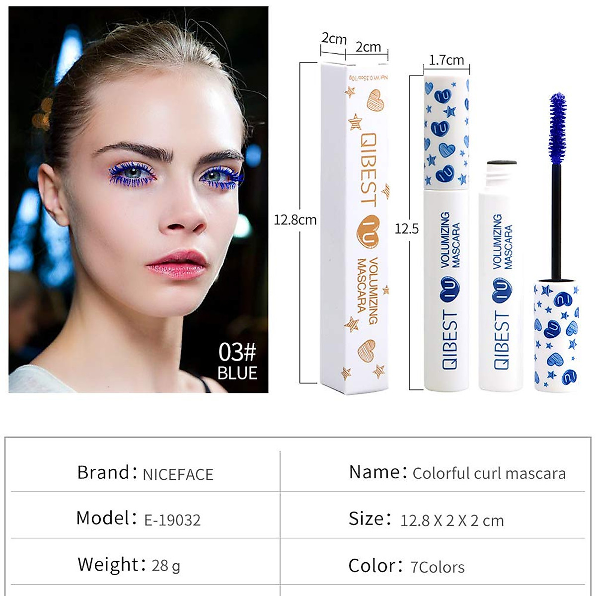 7 Colors Colorful Mascara Rainbow Colorful Waterproof Mascara 3D Fiber Lash Mascara Volume Eye lash