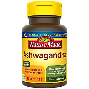 Nature Made Ashwagandha Capsules 125mg for Stress Support, 60 Capsules, 60 Day Supply