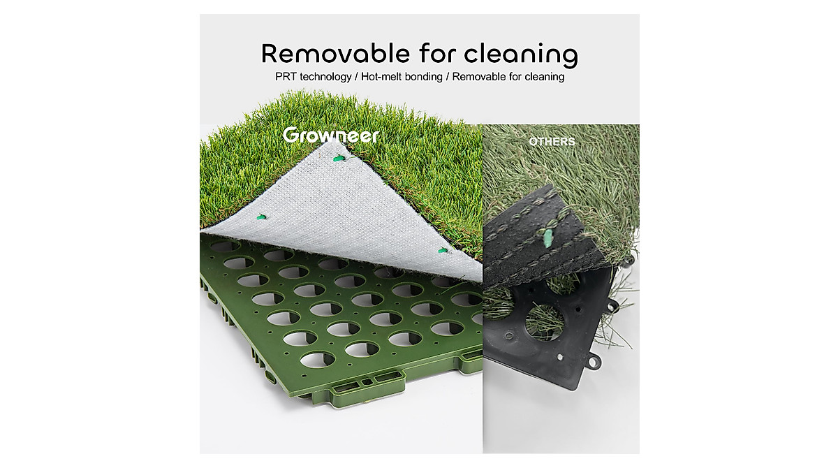 Growneer Interlocking Artificial Grass Tiles for Indoor & Outdoor Use