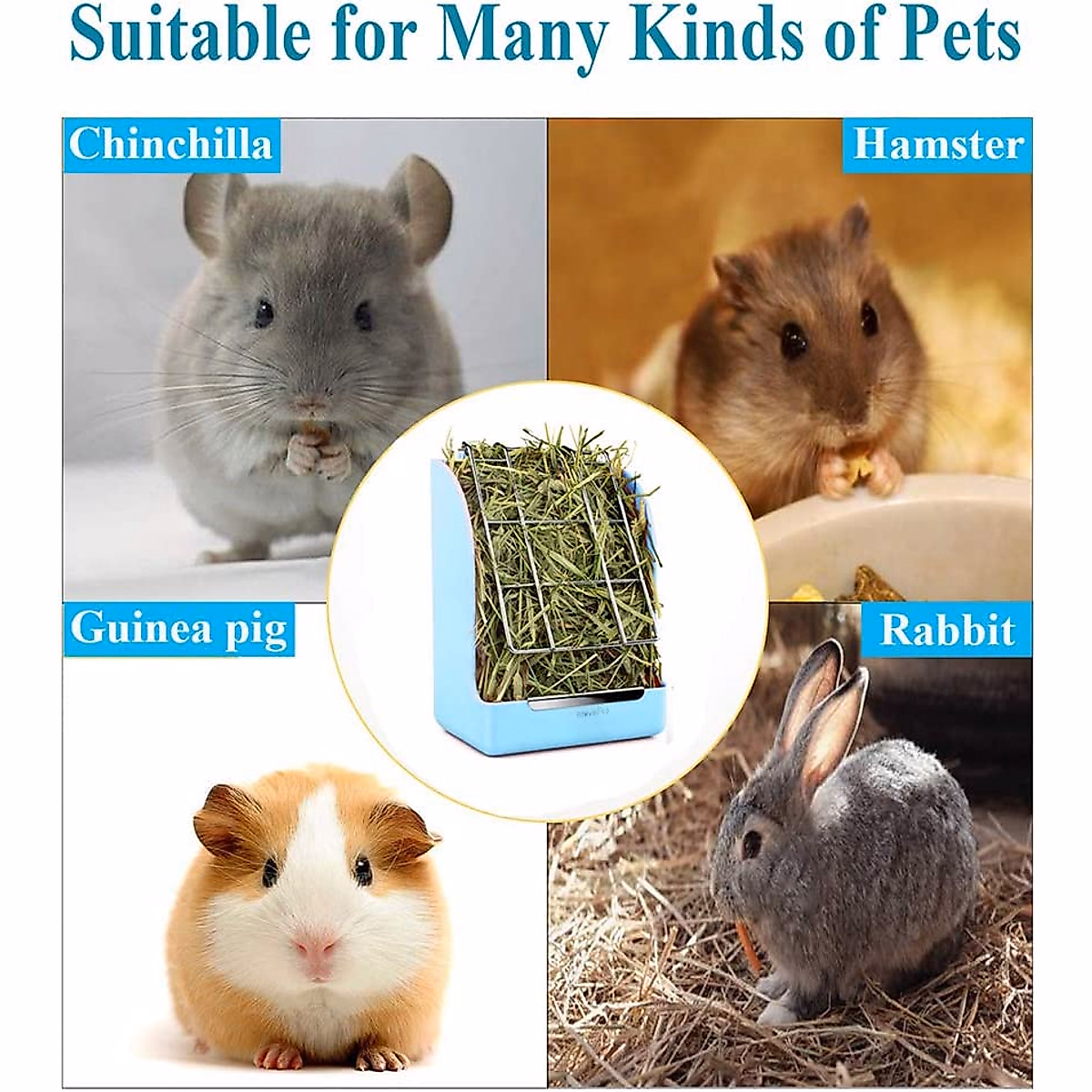 Rabbit Feeder Bunny Guinea Pig Hay Feeder Bag, Hay Guinea Pig Hay Feeder, Rabbit Feeder Fabric Bag Chinchilla Plastic Food Bowl Feeder