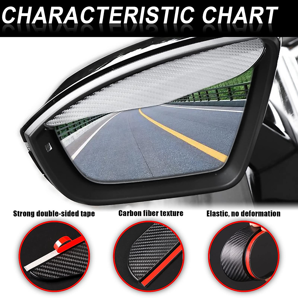 2 Pcs Carbon Fiber Car Side Mirror Rain Eyebrow Guard, Car Rearview Mirror Rain Brow, Waterproof Rearview Mirror Smoke Cover, For SUV, Truck, Car, Vehicle, GM Rear View Mirror Accessories