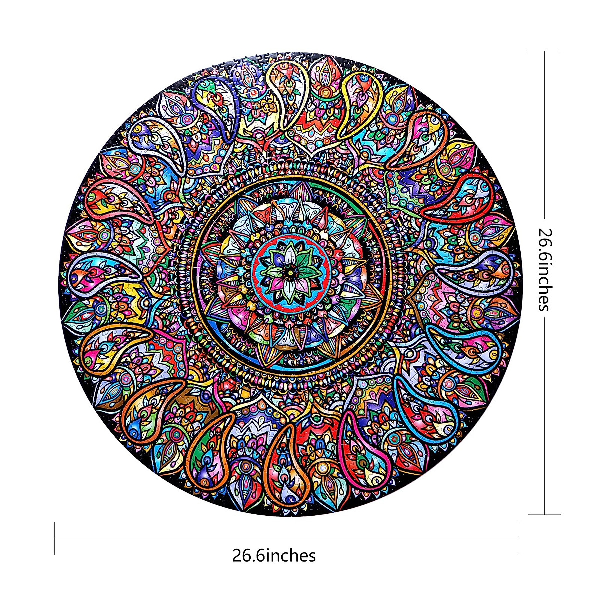 Bgraamiens Puzzle-Mandala Petals-1000 Pieces Round Puzzle Color Challenge Jigsaw Puzzles for Adults and Kids(Mandala Petals)