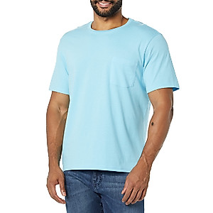 Amazon Essentials Men's Slim-Fit Short-Sleeve Crewneck Pocket T-Shirt, Pack of 2, Light Blue, X-Large