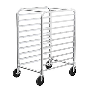 ROVSUN 10-Tiers Sheet Bun Pan Speed Bakery Tray Racks, Commercial Stainless Steel Baking Racks with Brake Wheels, Push Bread Tray Food Cart, Perfect for Kitchen/Dining Rooms