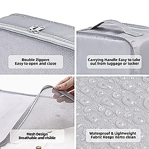JJ POWER Travel Packing Cubes, Luggage Organizers with Shoe Bag (Grey)