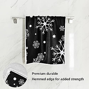 Winter Snowflake Soft Hand Towels for Bathroom 30X15,Decorative Black and White Kitchen Dish Fingertip Towels Washcloth for Guest Gift Home Family