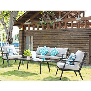 QILLOWAY Polyester Outdoor Chair Cushion Set,Outdoor Cushions for Patio Furniture, All Weather.Charcoal Grey/Black
