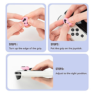 GeekShare Cute Silicone Joycon Thumb Grip Caps, Joystick Cover Compatible with Nintendo Switch/OLED/Switch Lite,4PCS - Bunny & Kitty