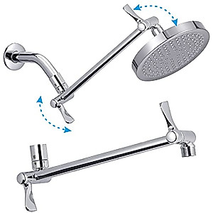 Shower Extension Arm, Eolax Solid Brass Adjustable Shower Pipe Extender with Universal Connection to Fixed Shower Head (11" Chrome)