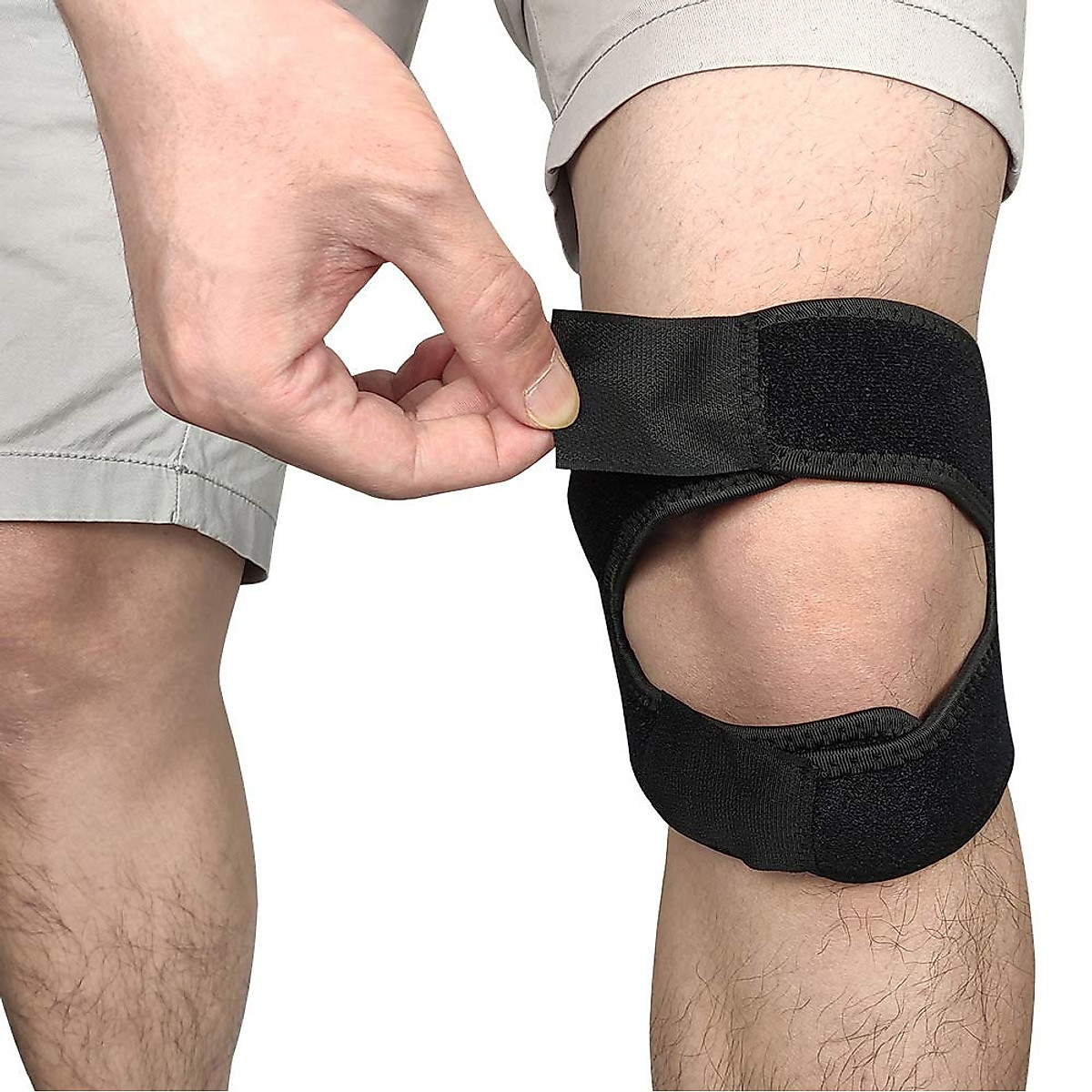 Dual Patella Knee Strap, Silicone Breathable Damping Knee Stabilizer Protector Wrap Sports Knee Pad Brace for Running Arthritis Jumper Tennis Injury Recovery