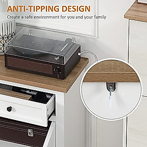 HOMCOM Sideboard Buffet Cabinet, Kitchen Cabinet, Coffee Bar Cabinet with 2 Drawers and Double Door Cupboard for Living Room, Entryway, White