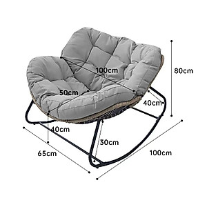Rocking Chair Outdoor, Comfy Backyard/Patio/Front Porch Patio Chair/Rattan Chairs, Reading Chairs for Adults/Reclining Lounge Chair in Bedroom/Living Room