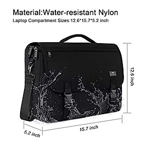 Messenger Bag for Men, Women Briefcases Lightweight Men's Laptop Bag 15.6 inch Water Resistant Crossbody School Satchel Bags for Boys Computer Work Office Bag with Shoulder Strap, Black
