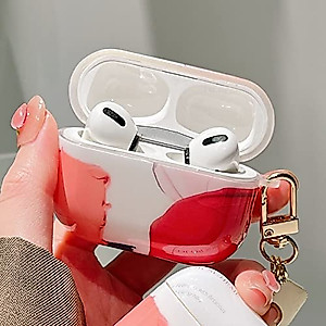 Compatible with airpods pro case Cover for Women with Keychain Fun for airpods case pro Cute red for Girls