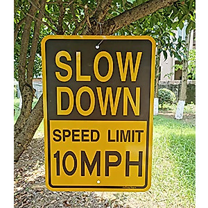 Joffreg Slow Down Speed Limit 10 MPH Sign,17 x12 Inches,Reflective Aluminum (2 Pack)