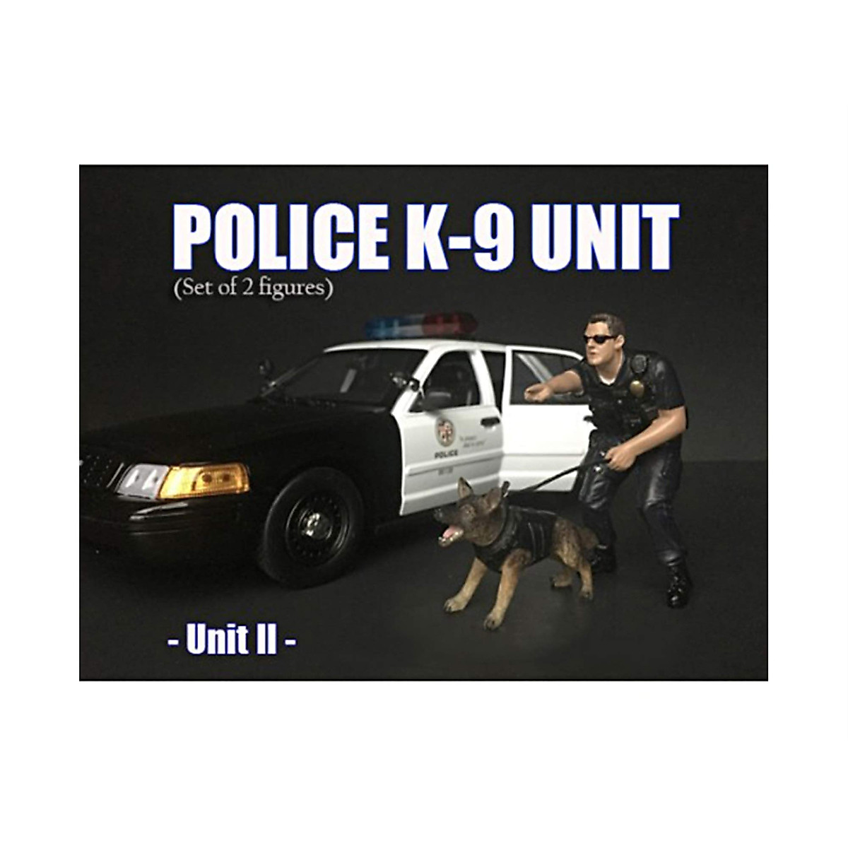 American Diorama Police Officer Figure with K9 Dog Unit II for 1/24 Scale Models