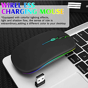 UrbanX 2.4GHz & Bluetooth Mouse, Rechargeable Wireless Mouse for Huawei MediaPad M5 8 Bluetooth Wireless Mouse for Laptop/PC/Mac/Computer/Tablet/Android RGB LED Deep Green