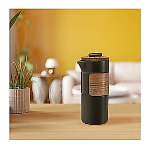 ChefWave Artisan Series Premium Ceramic Small Travel French Press Coffee Maker Tea Brewer Tea Press Camping Coffee Pot - Thermal Insulated with 2 Filter Screens, 16.5 oz. - For Home, Camping, Travel