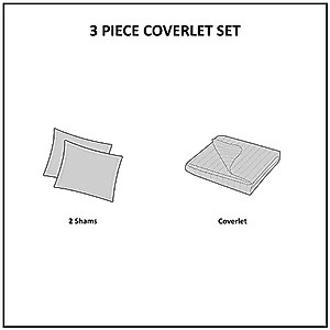 INK+IVY II13-564 Pomona 3 Piece Coverlet Mini Set, Full/Queen, Navy