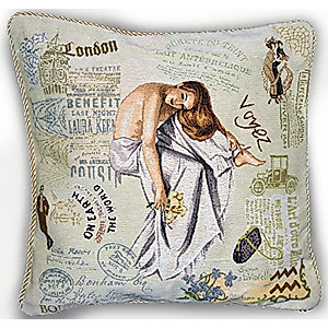 Tache Vintage Pillow Cushion Cover - 18" by 18" Square French Parisian Model Throw Pillow Cover - 1 Piece