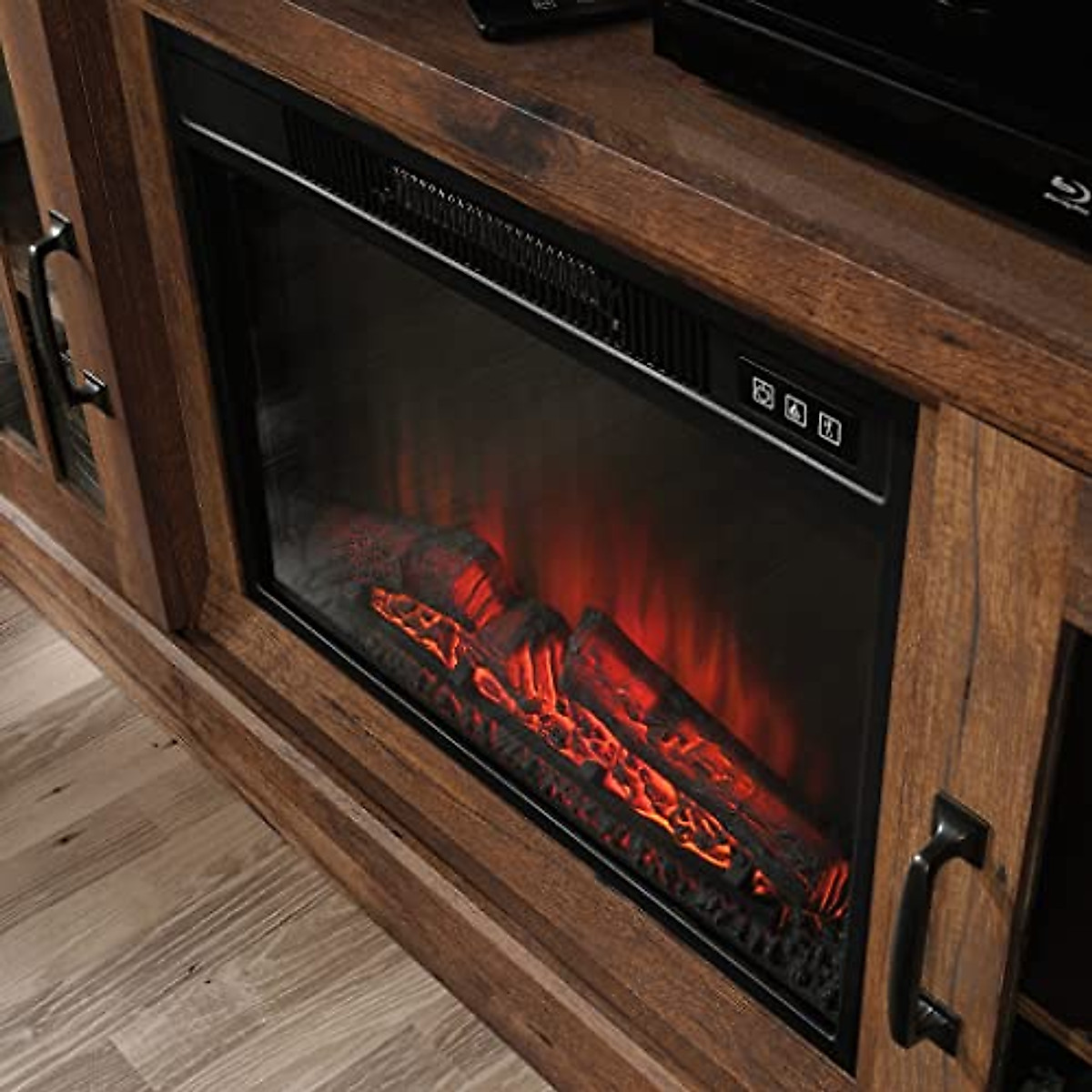 Sauder Miscellaneous Fireplace Credenza, L: 60.0" x W: 16.73" x H: 35.04", Vintage Oak Finish