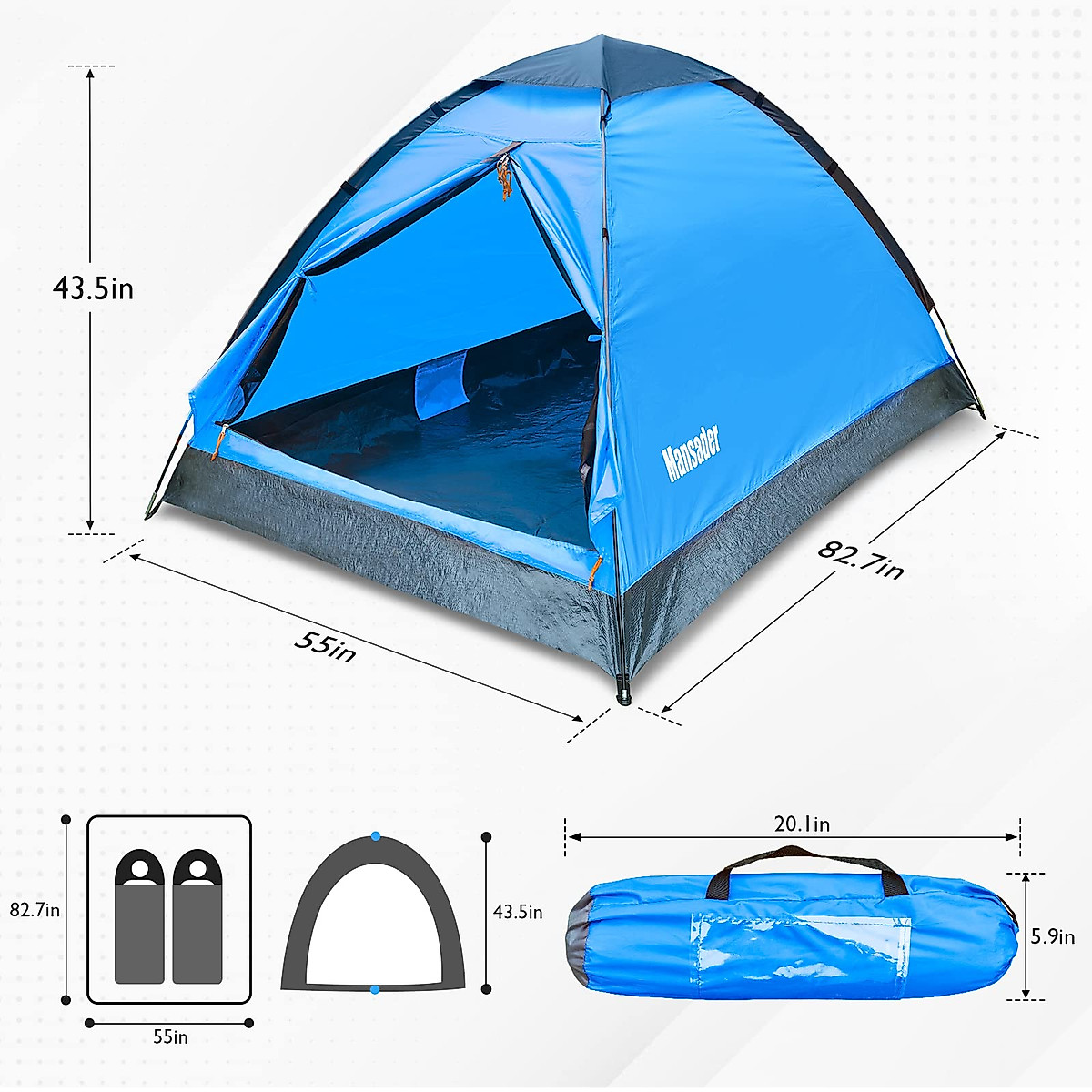Small 2 Person Camping Dome Tent Waterproof Tents for Camping Portable Tent for Backpacking Hiking Mountaineering - Easy Setup