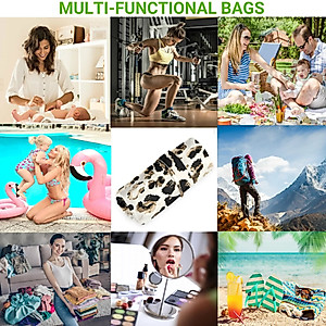 visesunny Leopard Cheetah Skin Tie Dye Pattern 2Pcs Wet Bag with Zippered Pockets Washable Reusable Roomy for Travel,Beach,Pool,Daycare,Stroller,Diapers,Dirty Gym Clothes, Wet Swimsuits, Toiletries