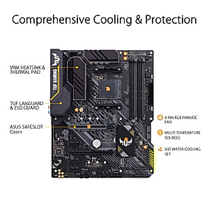 ASUS TUF Gaming B450-PLUS II AMD AM4 (Ryzen 5000, 3rd Gen Ryzen ATX Gaming Motherboard (DDR4 4400(O.C.), HDMI 2.0b, USB 3.2 Gen 2 Type-C, BIOS Flashback, 256Mb BIOS Flash ROM, AI Noise Cancelling Mic