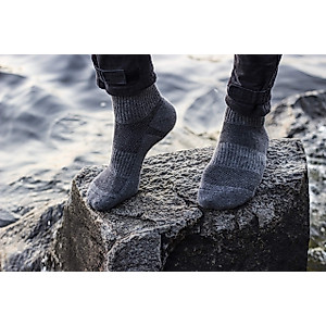 281Z Military Cotton Micro Crew Boot Socks - Cushioned Sole - Moisture Wicking - Odor Resistant - Hiking Trekking Outdoor (Dark Grey Small 4 Pairs Pack)