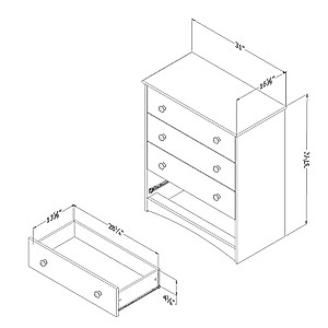 South Shore Furniture, 4 Drawer Chest, Pure White