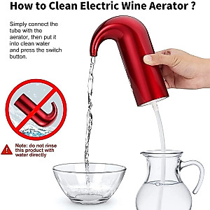 Electric Wine Aerator Pourer, Portable One-Touch Wine Decanter and Wine Dispenser Pump for Red and White Wine Smart Automatic Wine Oxidizer Dispenser USB Rechargeable Spout Pourer (Red)