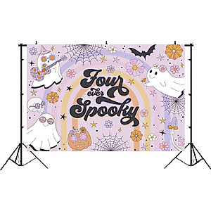 Lofaris Halloween Four Ever Spooky First Birthday Party Backdrop Girls 4st Birthday Background Groovy Halloween Boo Princess 4 Years Old Birthday Party Supplies 5x3ft